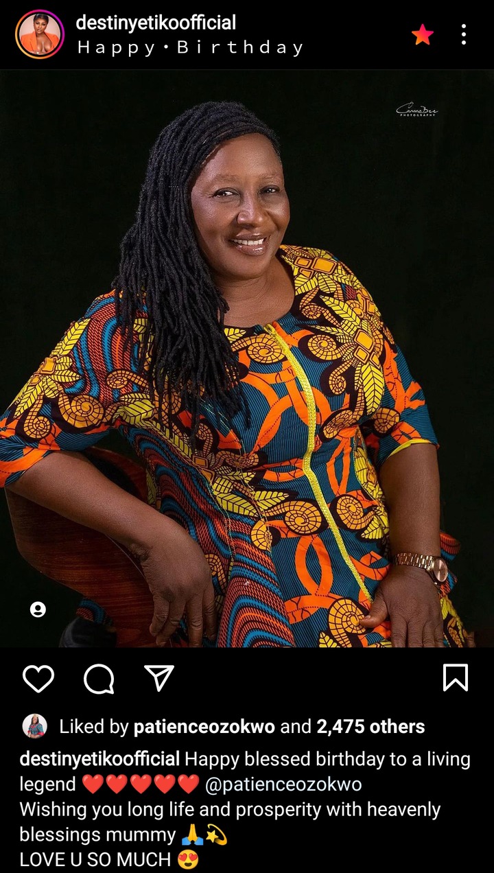 Actress, Patience Ozokwo Reacts As Destiny Etiko Shares Her Picture To ...