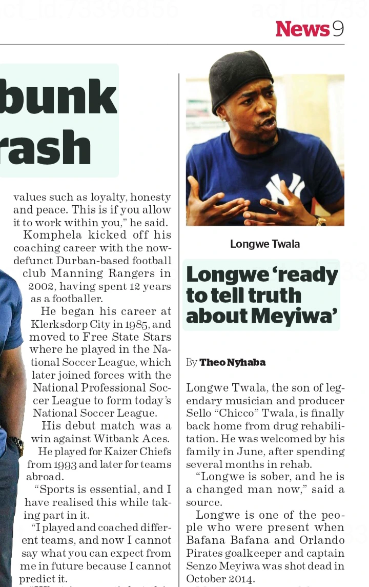 Longwe Twala ready to tell truth about Meyiwa – iReport South Africa